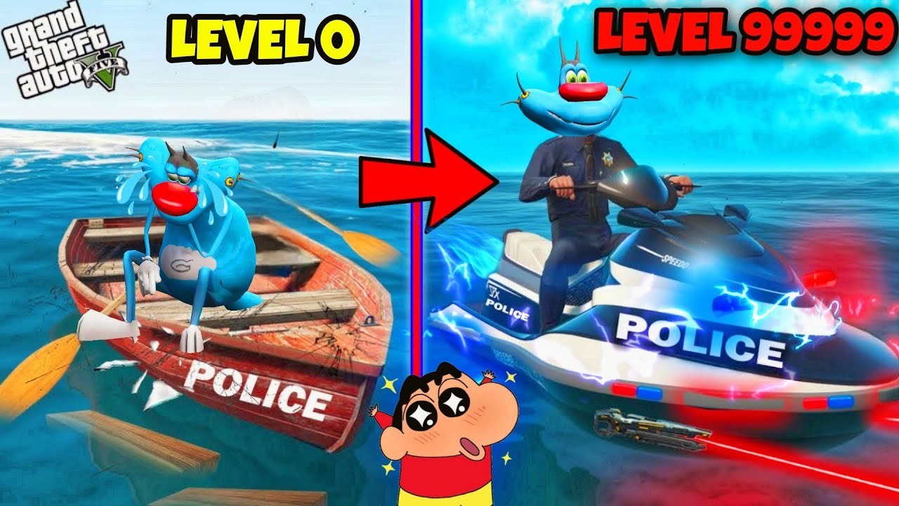 Oggy Upgrading Worst Police Boat To God Level Police Boat in GTA 5 ...