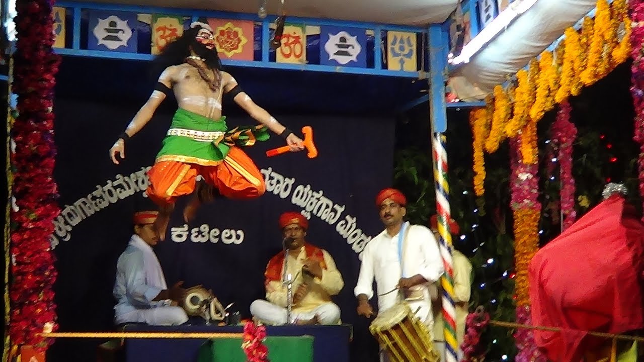 Yakshagana -- Shri Devi Mahatme - 6 - Sandesh Bhat as Suparshuka - YouTube