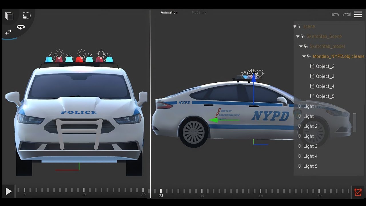 Police_car alert light animate, prisma 3D - YouTube
