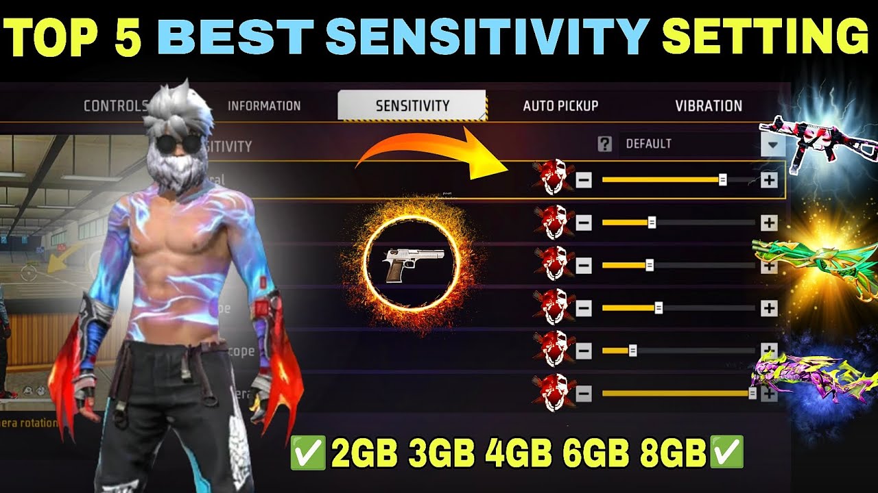FREE FIRE 🔥 BEST SENSITIVITY For 2GB,3GB,4GB All Phones ☠️⚙️ || Pro ...