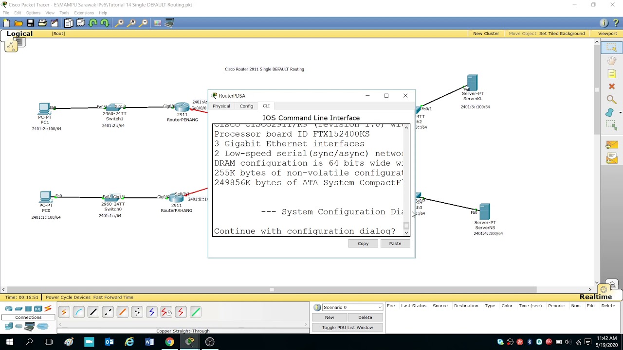 Cisco Packet Tracer IPv6 Single DEFAULT Routing - YouTube
