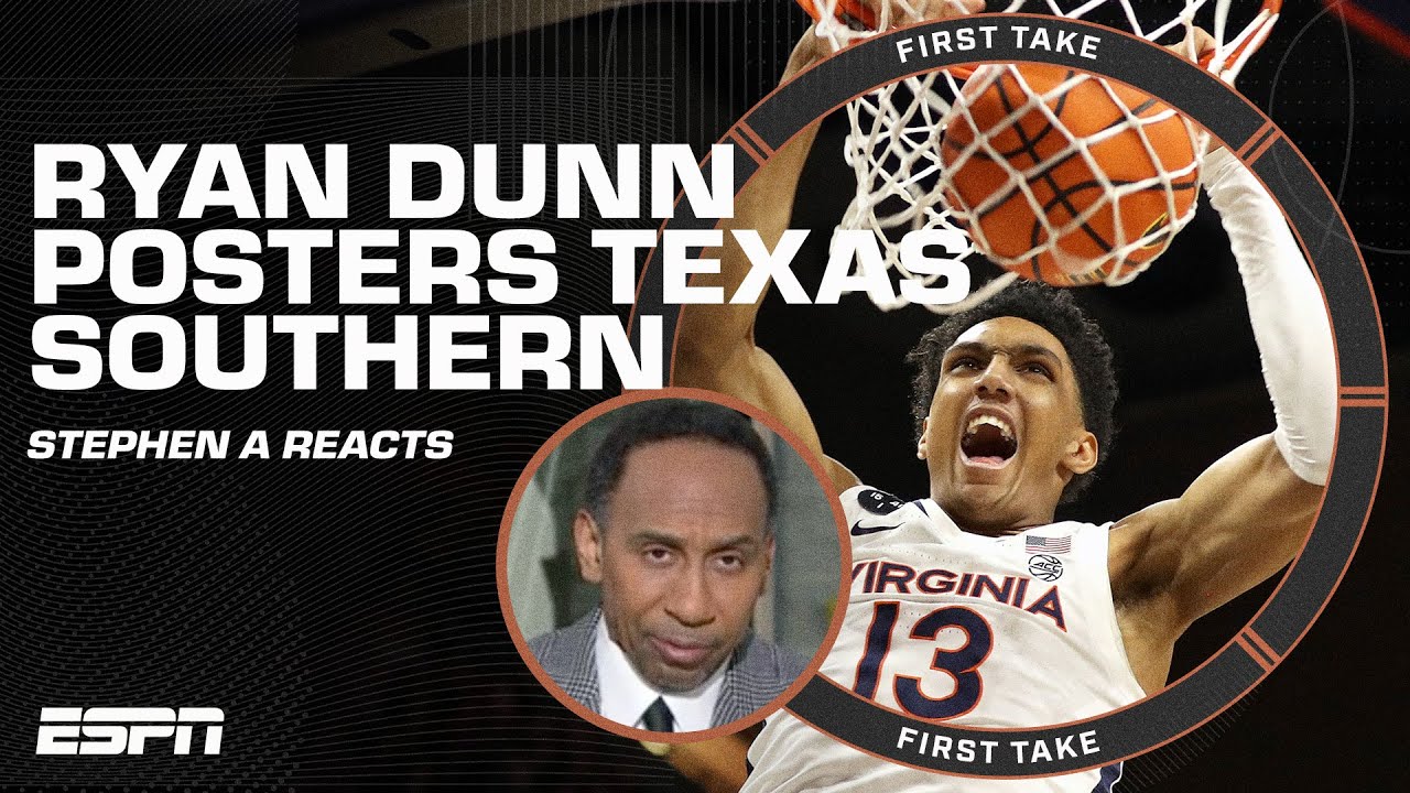‘OH LAWDDD’ 😳 - Stephen A. reacts to Ryan Dunn's POSTER DUNK | First Take - YouTube