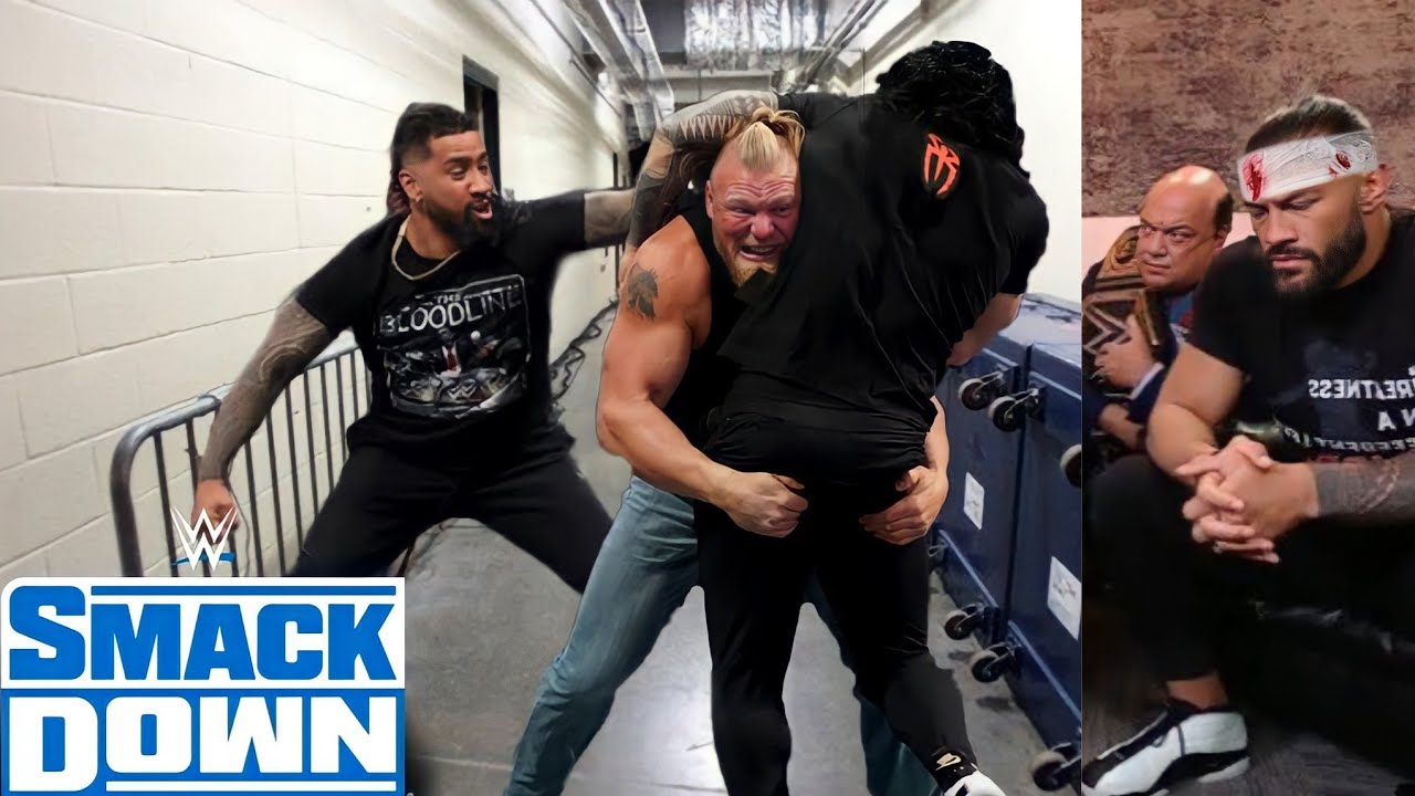 Angry Brock Lesnar Brutal Attack Roman Reigns Again WWE Smackdown - YouTube
