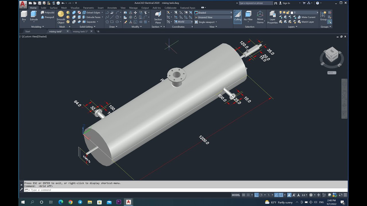 autot CAD 3D, mixing tank, how to drawing mixing tank - YouTube