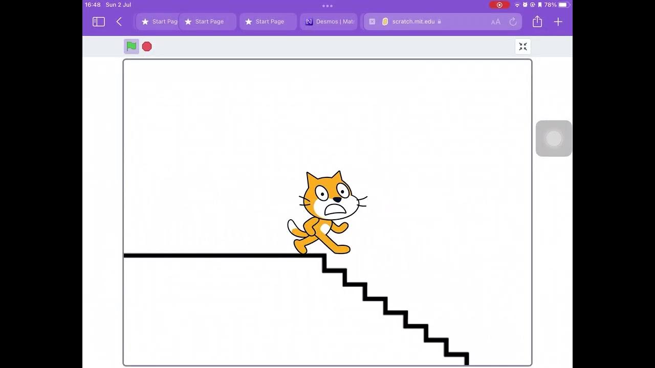 Scratch cat falling down the stairs - YouTube