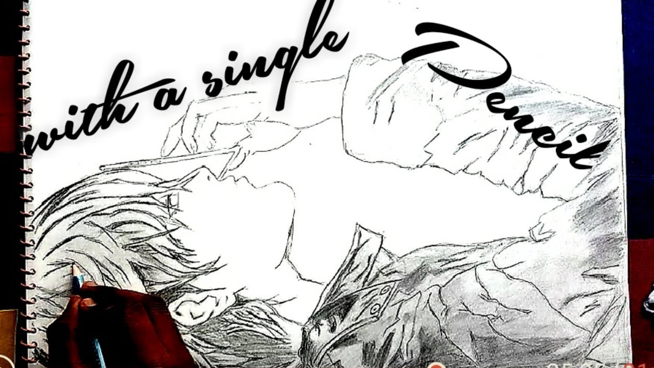 How to draw anime boy absently staring at his phone with a pencil part ...