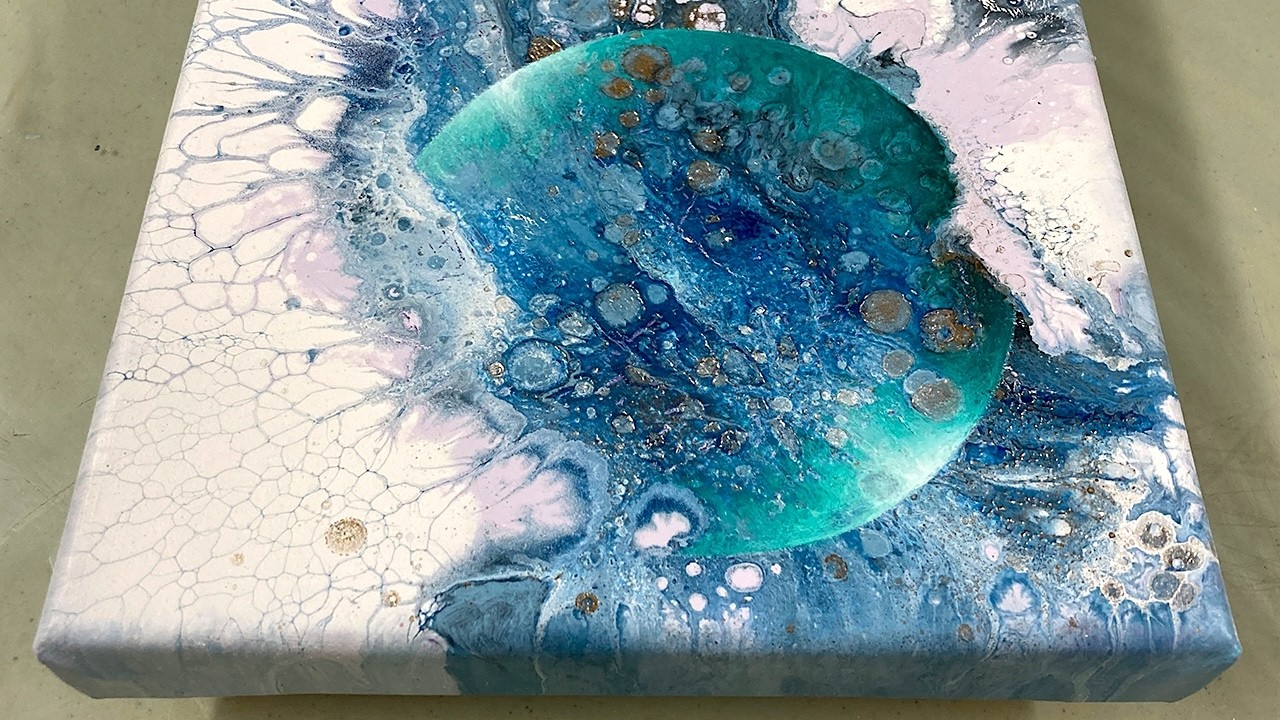 Acrylic Pour Painting with Floating Spheres | Abstract Fluid Art (No ...
