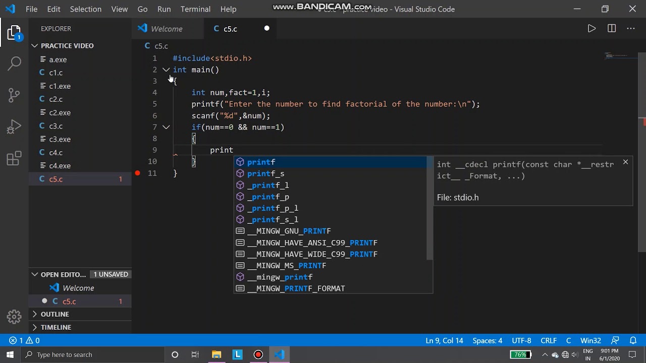 How To Find Factorial Of The Given Number Visual Studio Code YouTube How To Find Factorial Of The Given Number Visual Studio Code YouTube