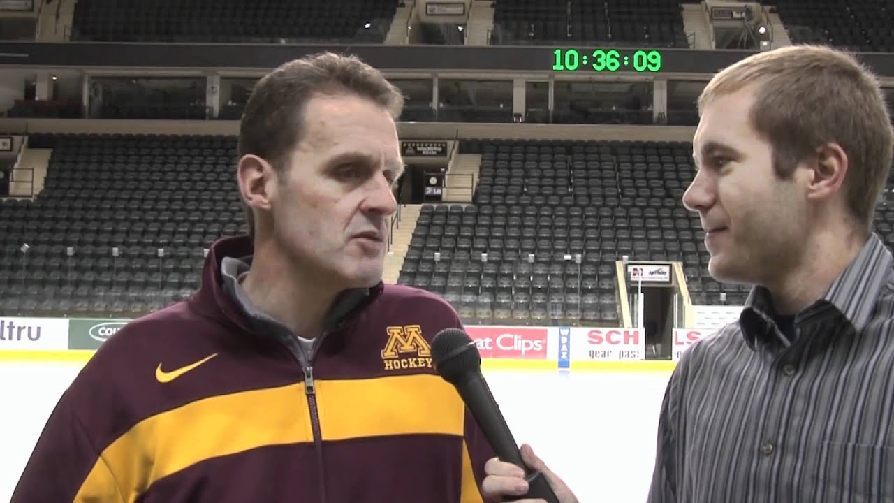 Gopher Hockey's Mike Guentzel Previews North Dakota Saturday - YouTube