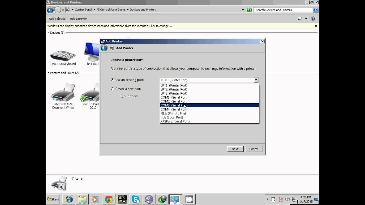How to Connect Printer by Using COM 3 Port - YouTube