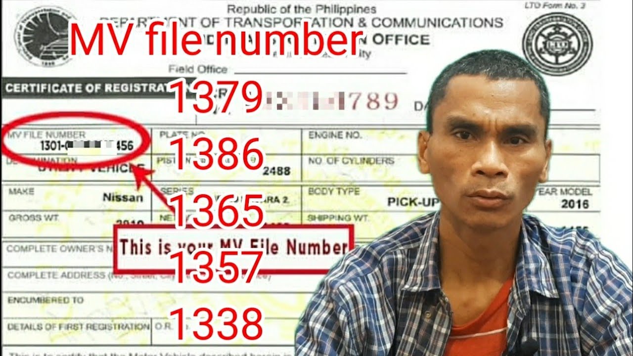 Saan matatagpuan ang mother file ng sasakyan sa CR ng MV file number ep ...