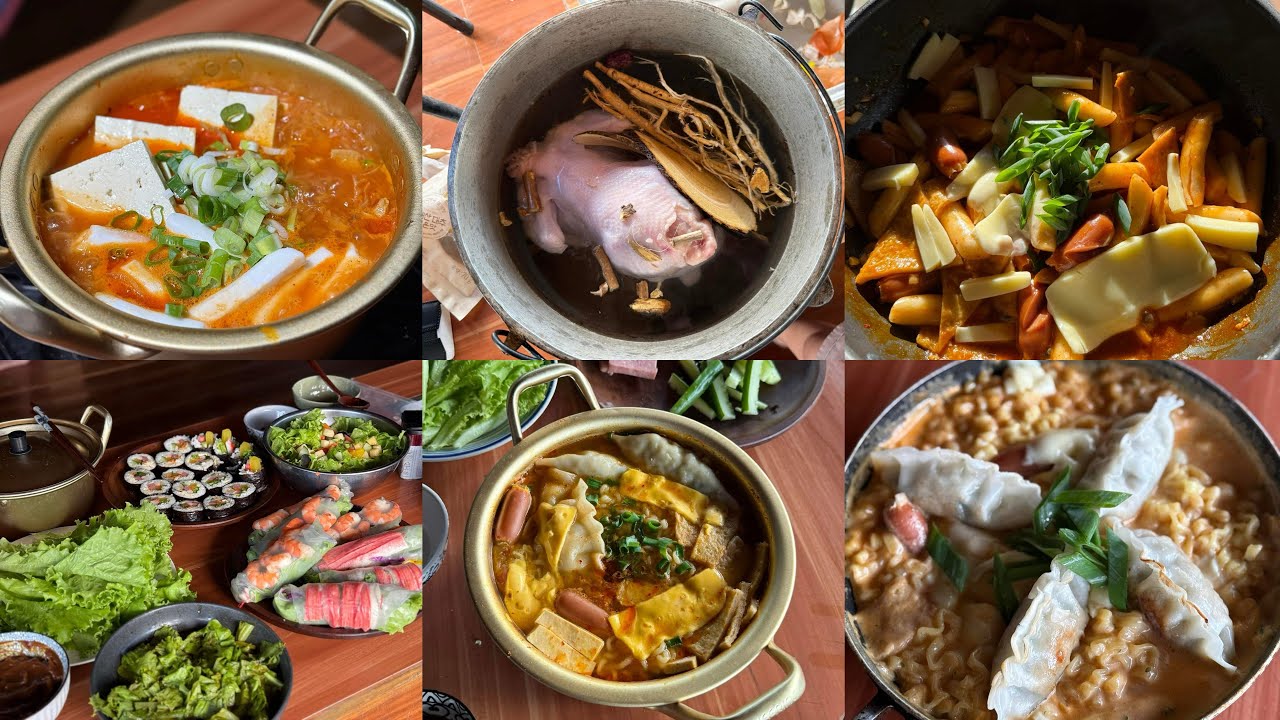 Real Cooking ASMR Tteokbokki,Samgyetang, Kimbap, Bibimbap, SpringRoll ...