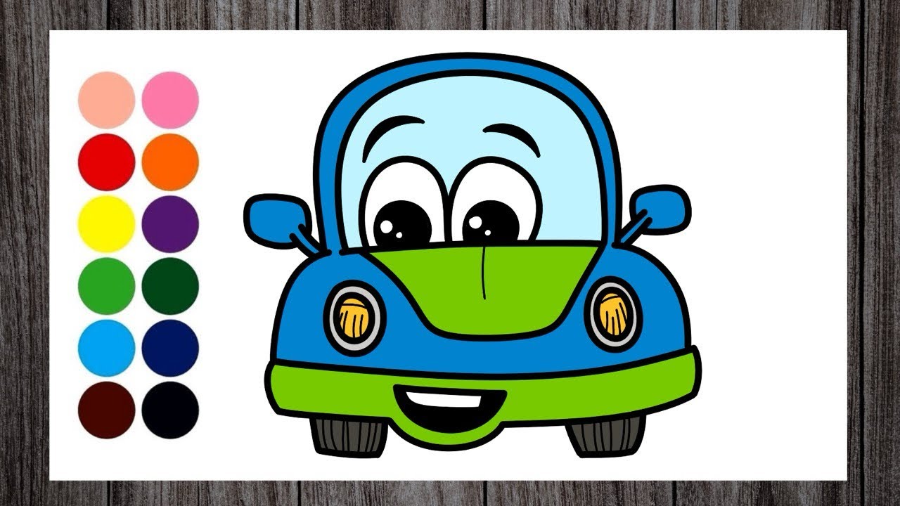 How to Draw a Funny Car | Car Drawing and Colouring Easy for Kids | Car ...