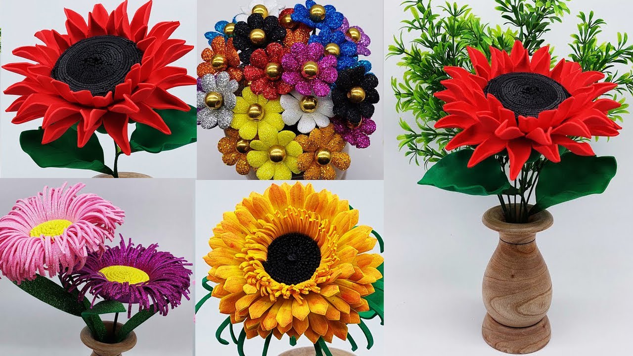 4 Easy Beautiful Foam Paper Flower - Room Decoration Ideas - DIY Home ...