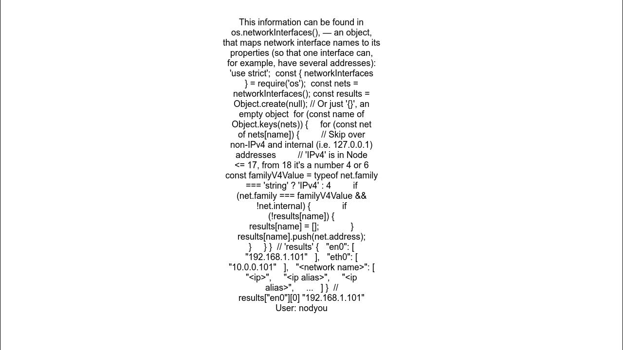 Get local IP address in Node js - YouTube