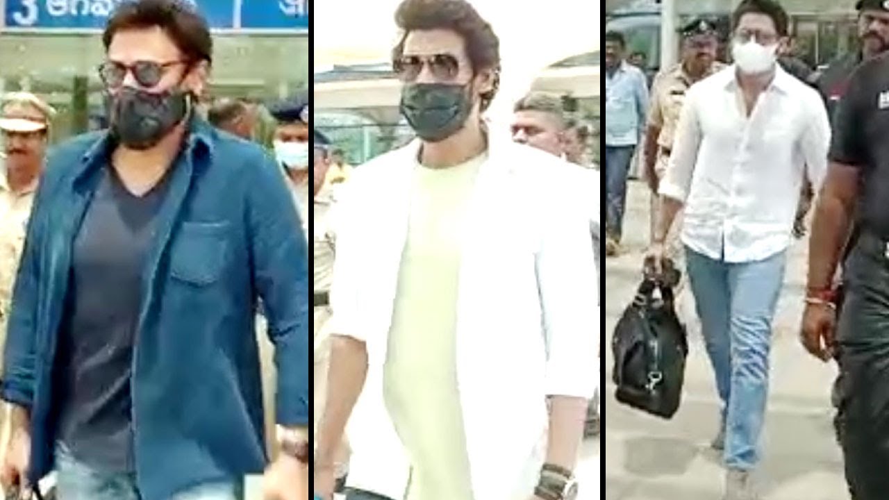 Venkatesh, Rana & Naga Chaitanya Spotted At Gannavaram Airport ...