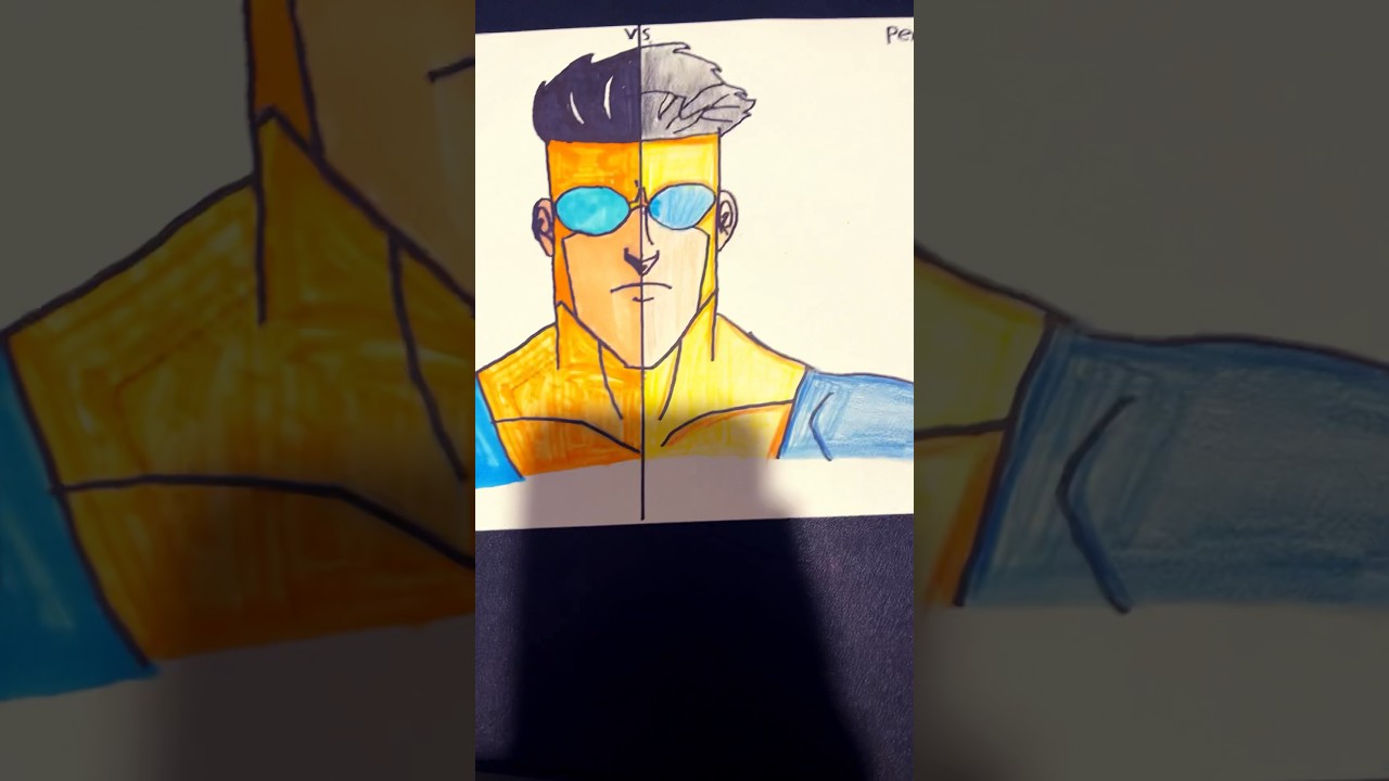 Drawing invincible markers vs pencil - YouTube