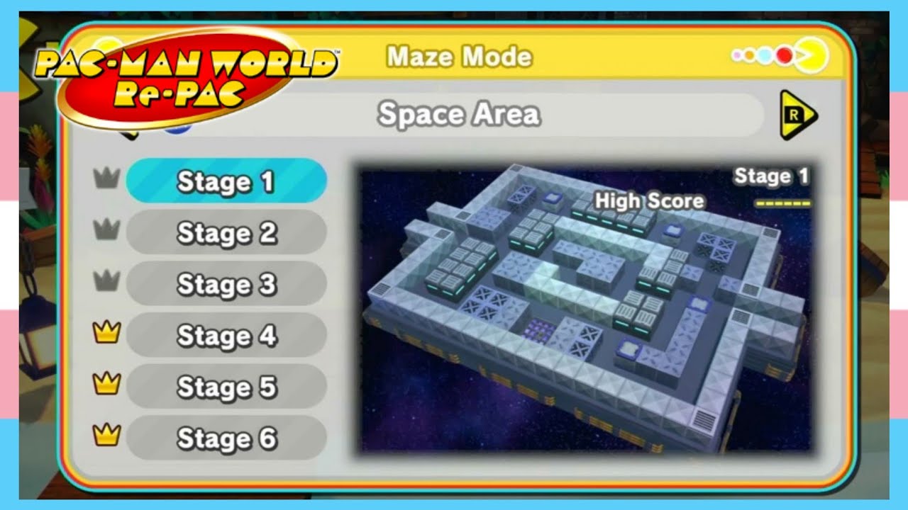 All 6 Levels In Maze Mode Space Area In Pac-Man World Re-Pac - YouTube