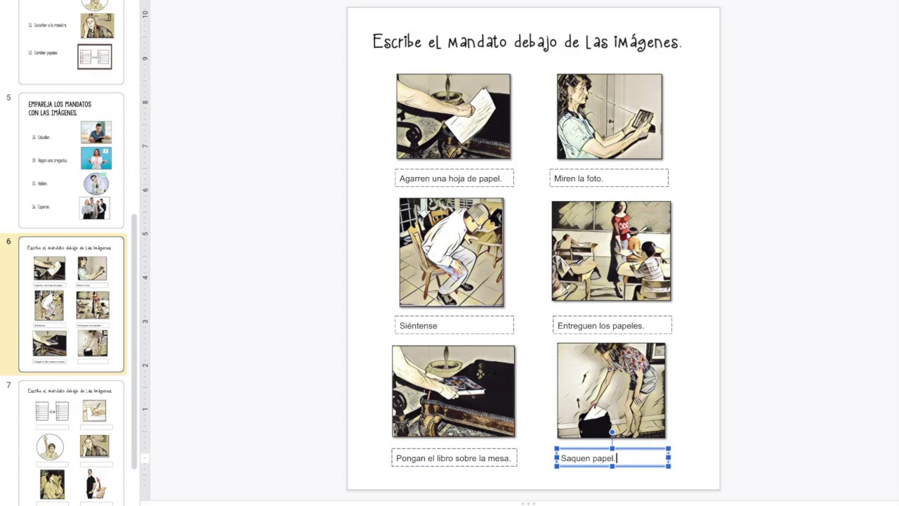 Spanish Commands Los mandatos Google Drive Activities - YouTube