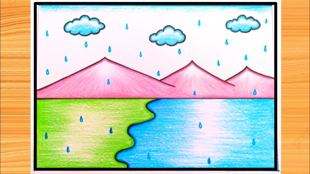 Rainy Season Drawing /How to Draw Rainy Day Drawing Very Easy Step by ...