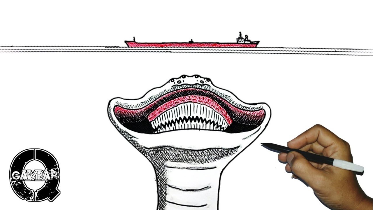 How to Draw El Gran Maja Attacking a Tanker Ship on the Ocean Surface ...