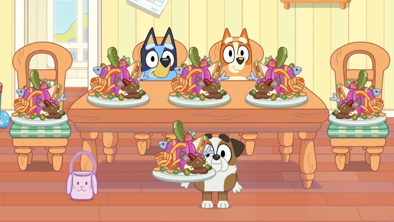 Bluey and Bingo Huge Dinner Meal Of Easter Sunday || Bluey Let's Play ...
