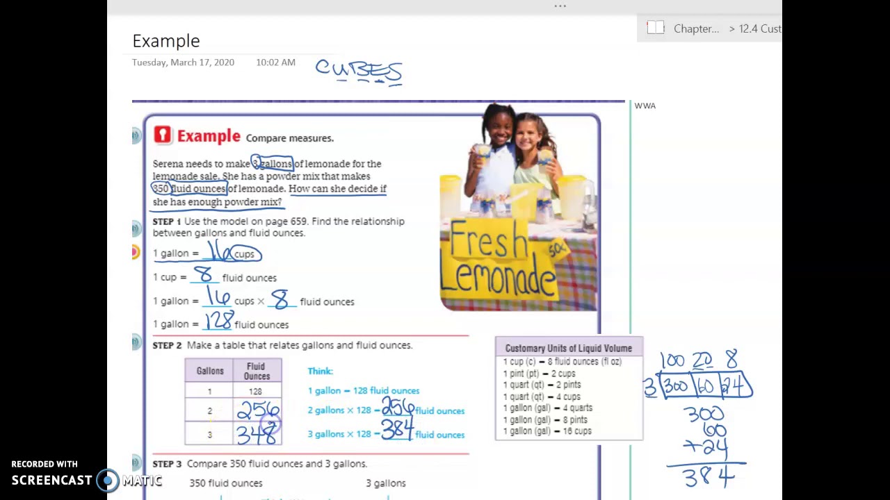 Lesson 12.4 Customary Units of Liquid Volume - Go Math - YouTube