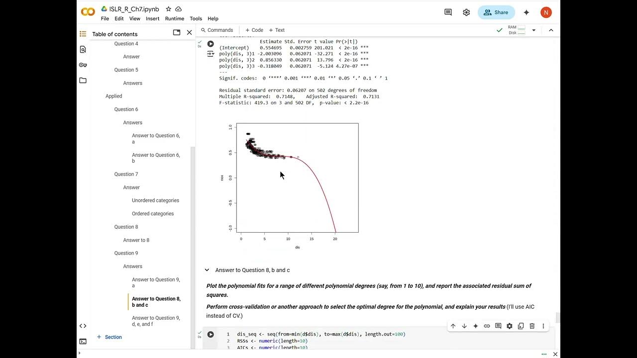 Intro to Statistical Learning (2nd Ed), Solution to Problem 7.9A - YouTube