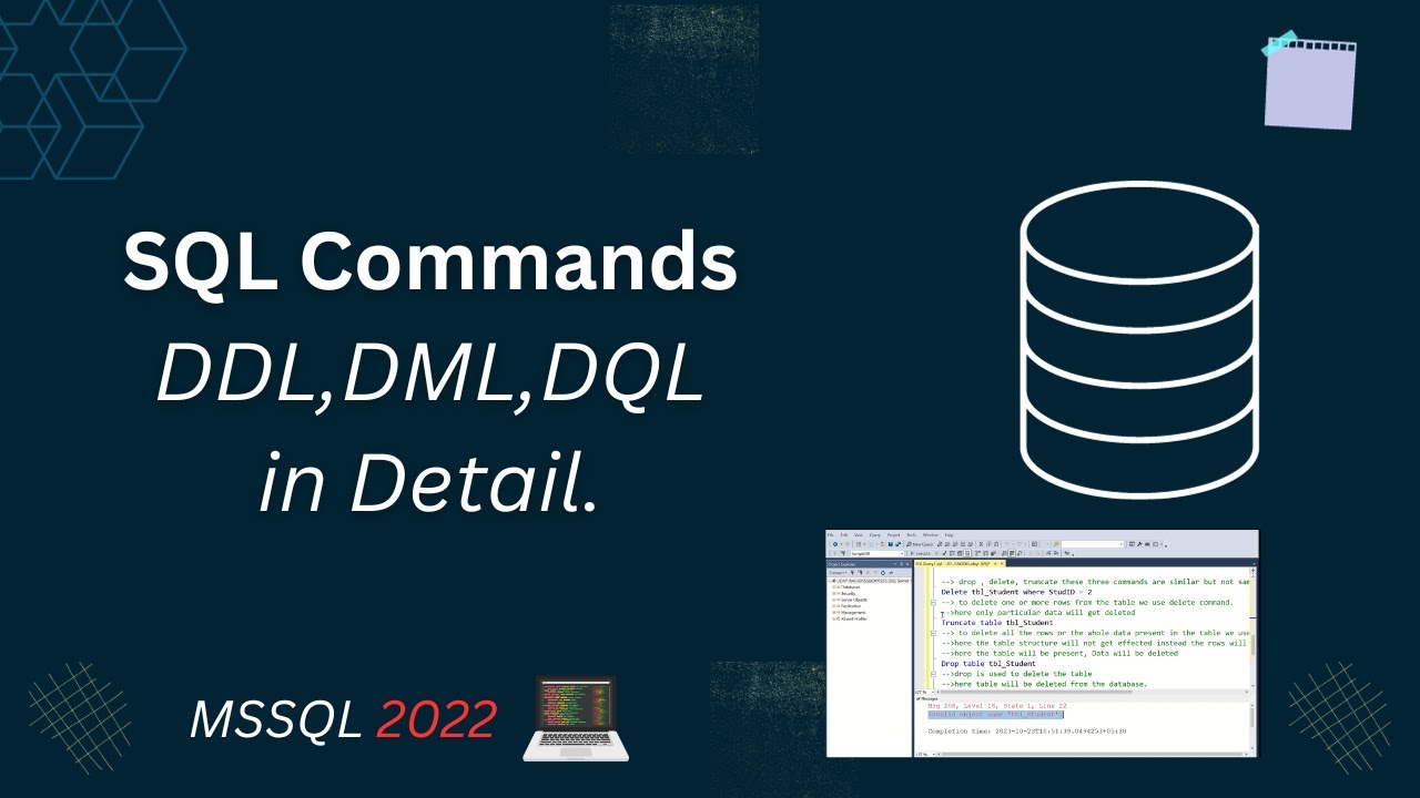 Sql Commands Tutorial Ddl Dml Dql Commands In Detail Sql Server 2543