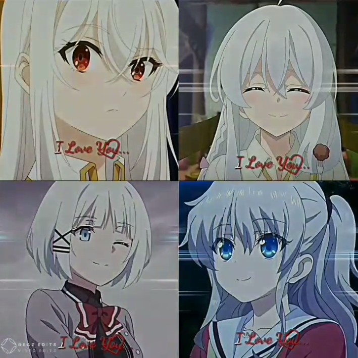 Anime Edit || 4 Waifu Berambut Putih😋 || BEAUTIFUL IN WHITE🎶 #anime # ...