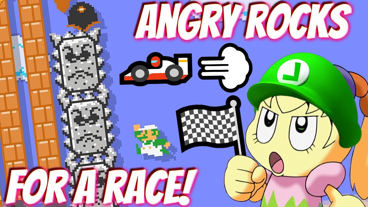 Let's play Mario Maker 2 Angry rocks challenge you for a race! #112 ...