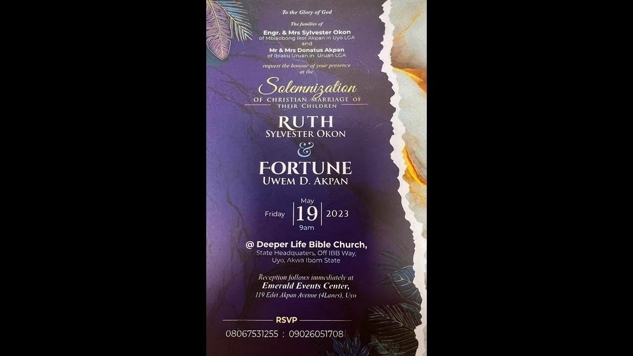 #Live Reception Ceremony of Christian Marriage between Sis. Ruth ...