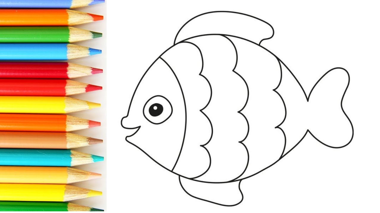 How to draw a fish.Fish coloring page for kids.Как нарисовать РЫБКУ ...