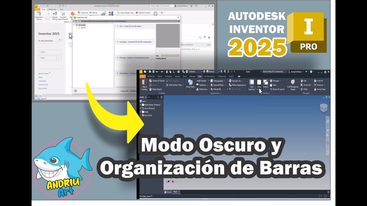 1 Optimiza tu Entorno en Autodesk Inventor 2025 Modo Oscuro y ...