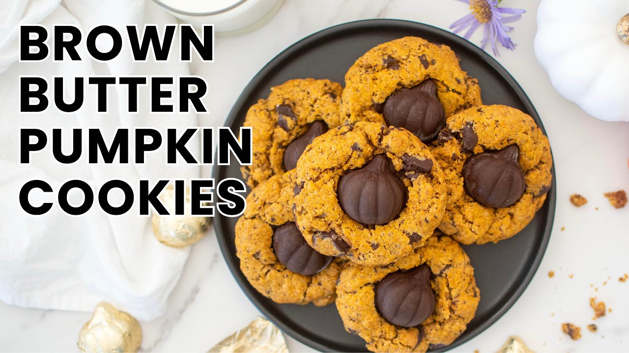 PERFECT Brown Butter Pumpkin Cookies with Chocolate Caramel Pumpkins! - YouTube