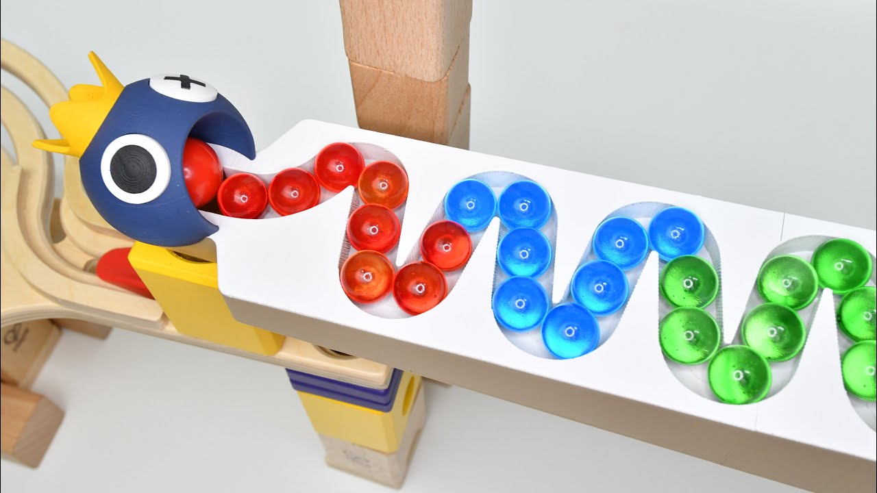 *Marble Run Race マーブルラン ASMR * HAPE Spiral Track, Snake Slop and Blue # ...