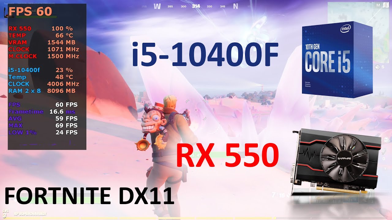 Fortnite DX11 Gameplay | i5-10400F and RX550 2GB | FPS TEST Benchmark ...