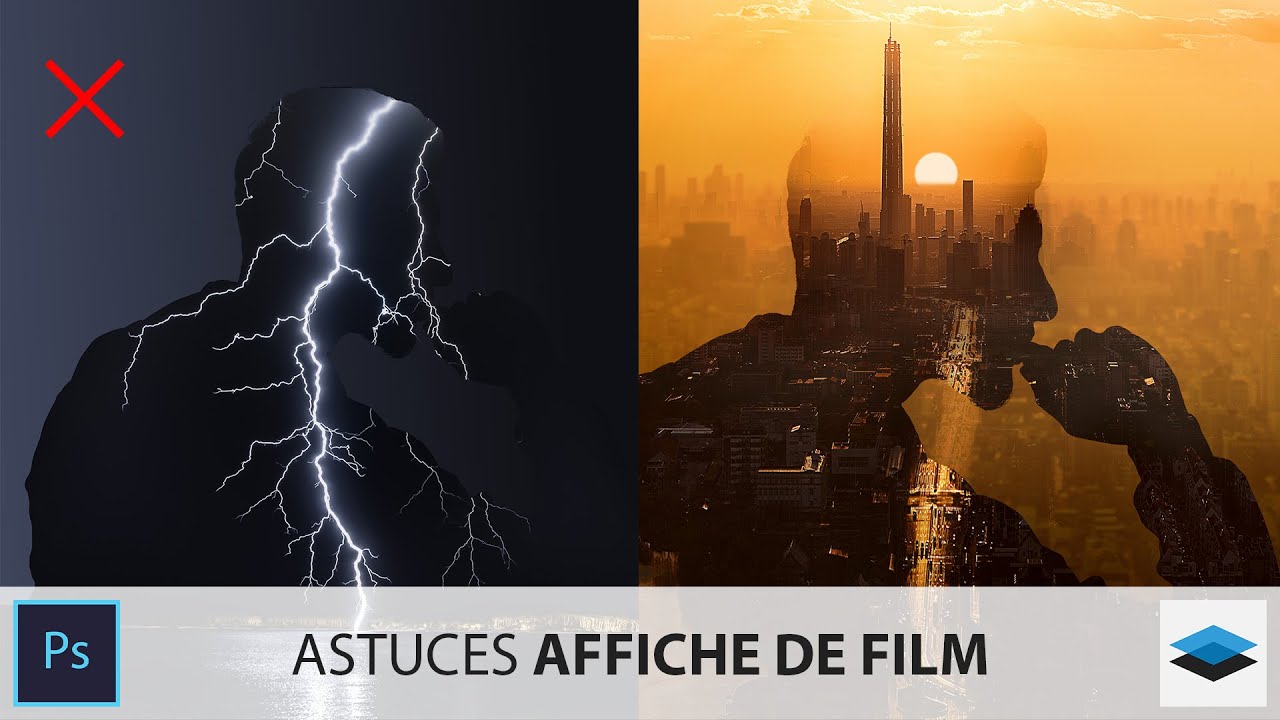 6 ASTUCES pour créer une AFFICHE DE FILM dans PHOTOSHOP (timelapse ...
