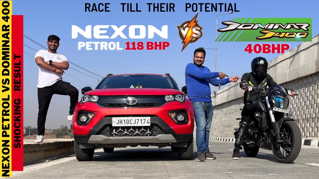 Nexon petrol vs Dominar400 |Drag Race 2023 | Car vs Bike | Shocking ...