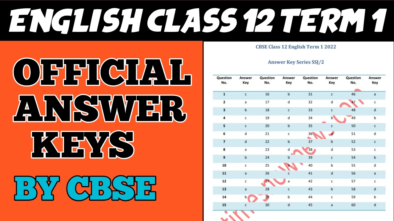 CLASS 12 ENGLISH BOARD PAPER ANSWER KEYS BY CBSE 2021 | ENGLISH CLASS ...