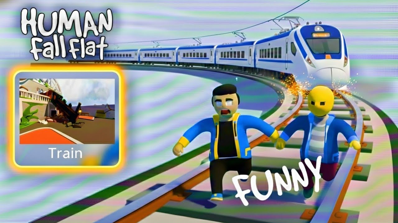 You'll go crazy laughing! 😅 Human Fall Flat | LEVEL - Train | Funny ...