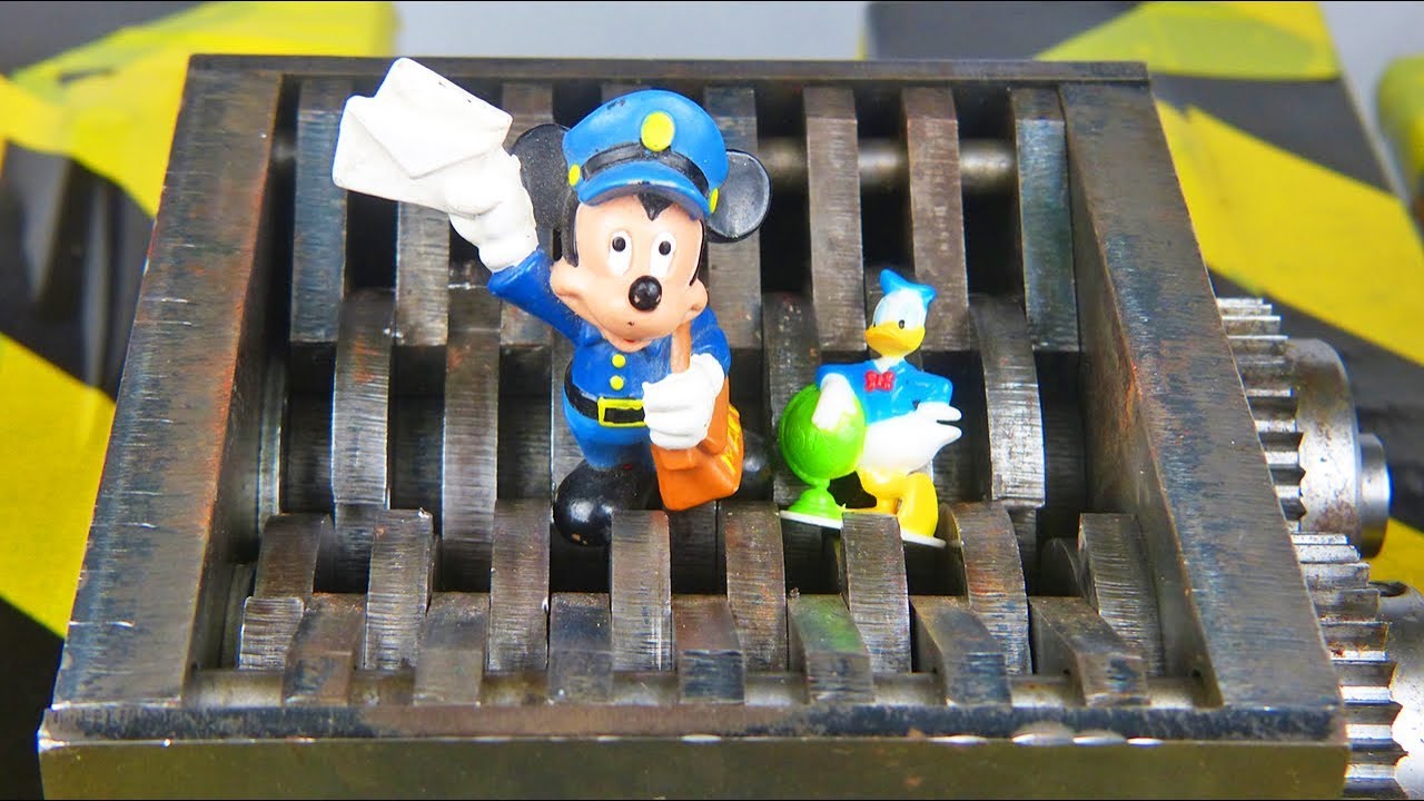 Shredding Mickey Mouse Donald Duck And Penguin Figure! - YouTube