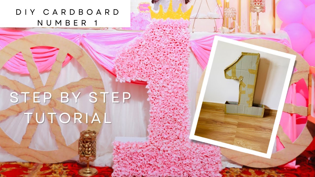 How to make 3D number one with cardboard at home | DIY Birthday decor ...