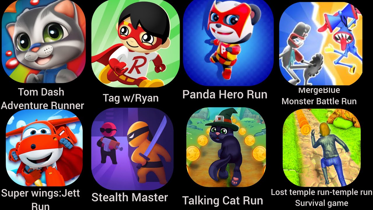 Tom Dash Adventure Runner,Tag w/Ryan,Panda Hero Run,MergeBlue Monster ...