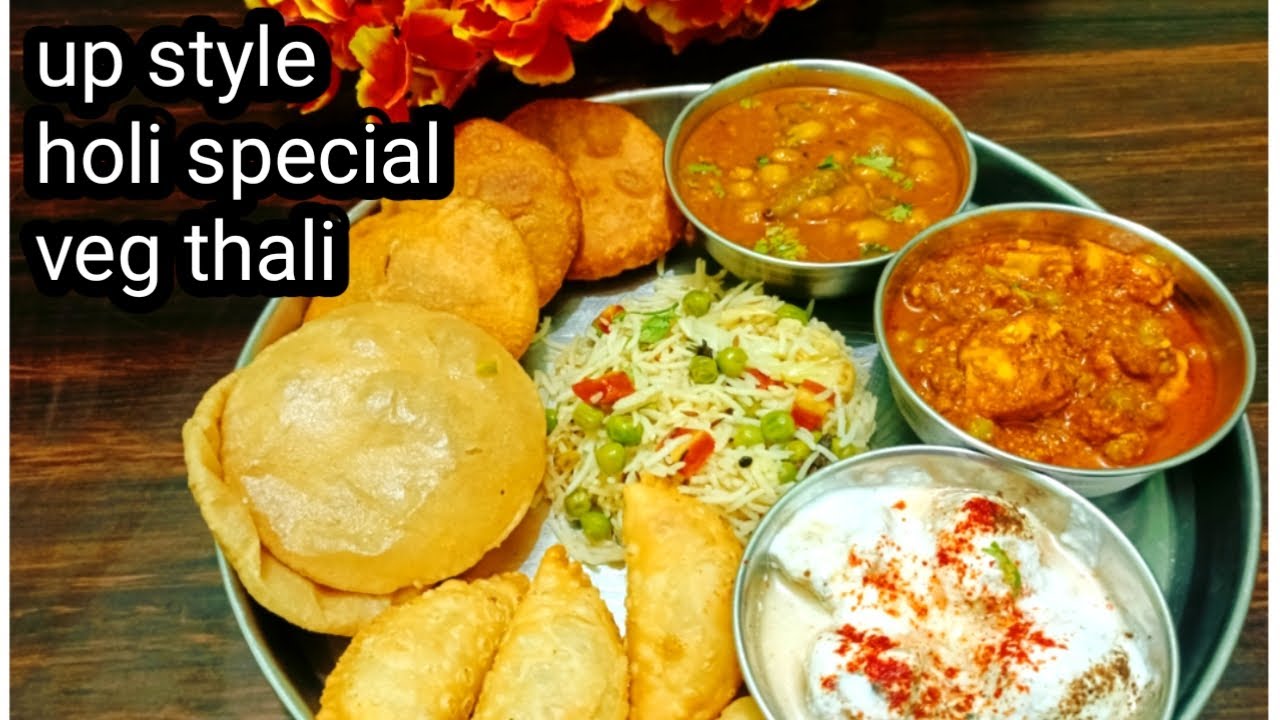 North India style veg thali } Holi special thali } Holi me kya special ...