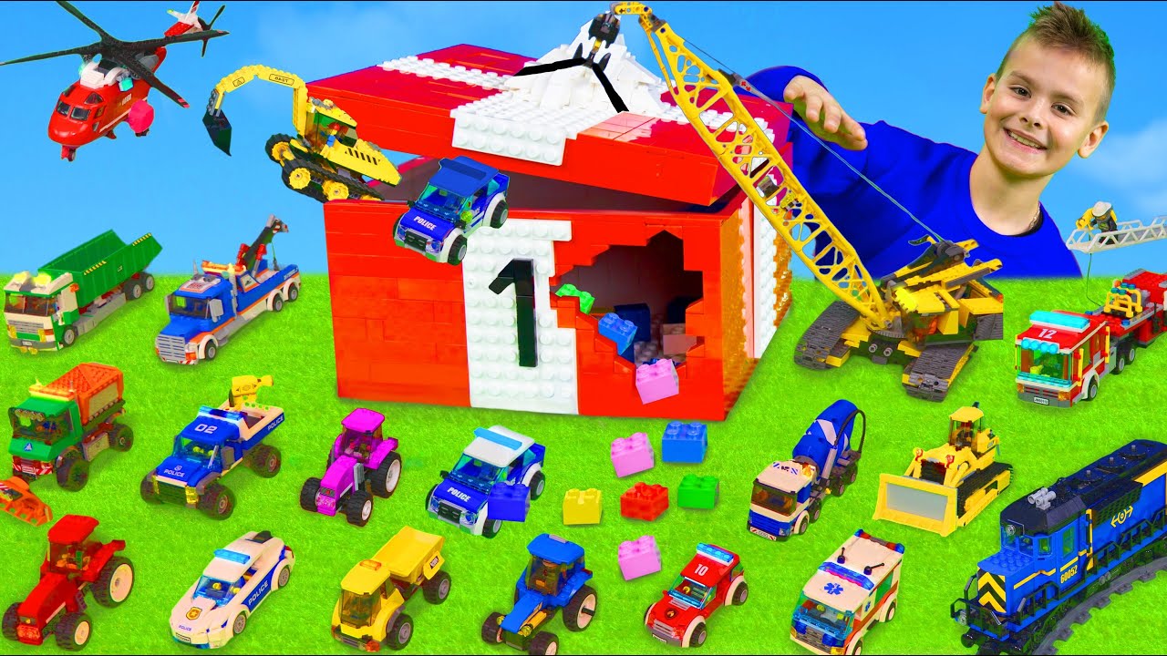 The Kids Play with Blocks and Cars - YouTube