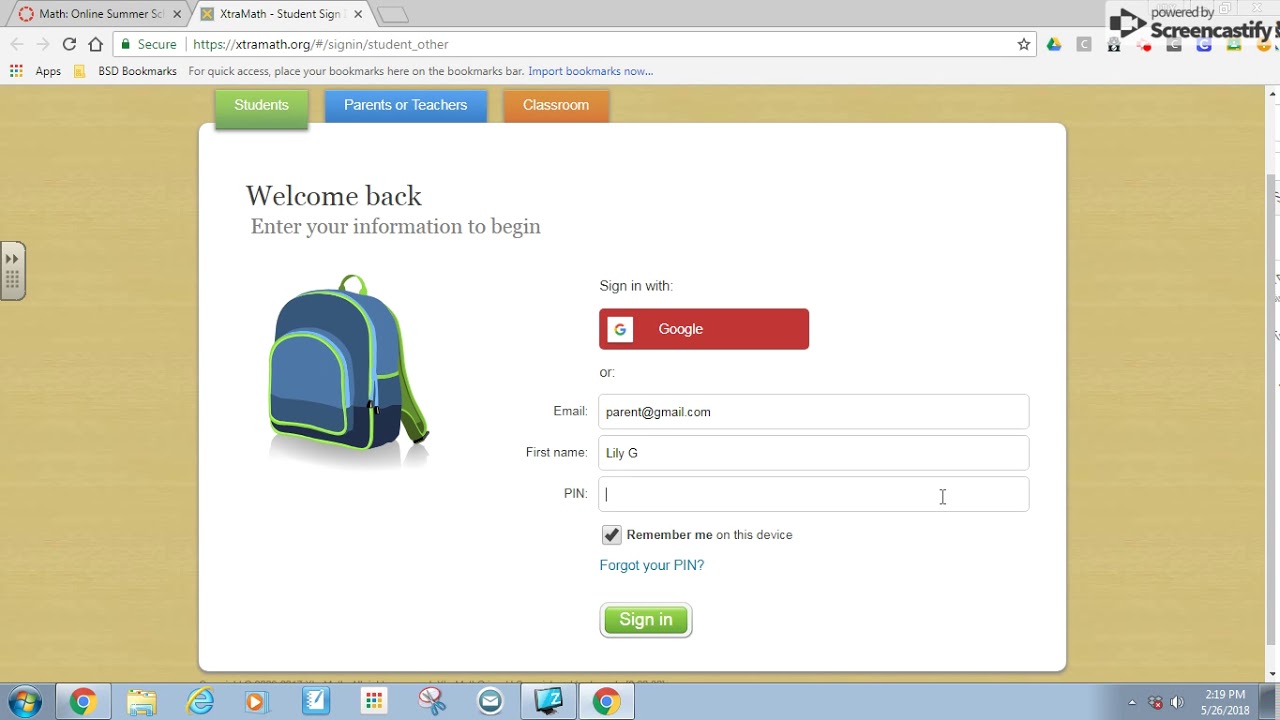 How to sign into Xtra Math - YouTube