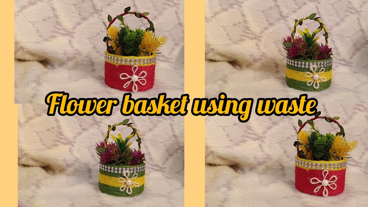 Best out of waste flower basket! flower basket using cardboard ring and ...