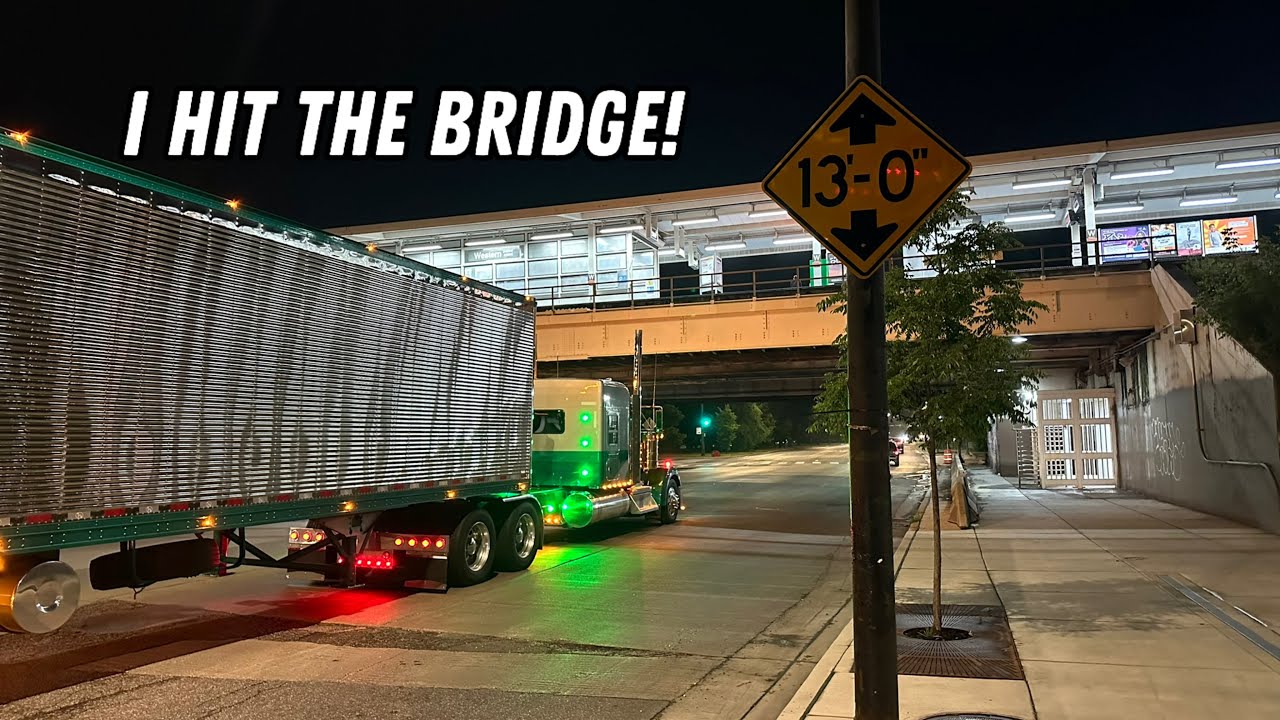 Truck driver hits bridge in Chicago! - YouTube
