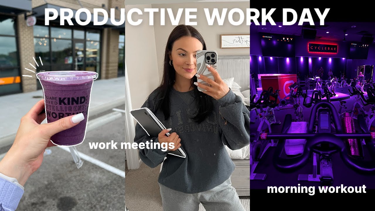PRODUCTIVE WORK DAY | morning workout, work meetings, how I make ...